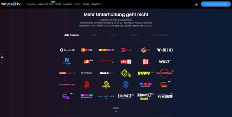 Waipu TV Sender! Die komplette Senderliste