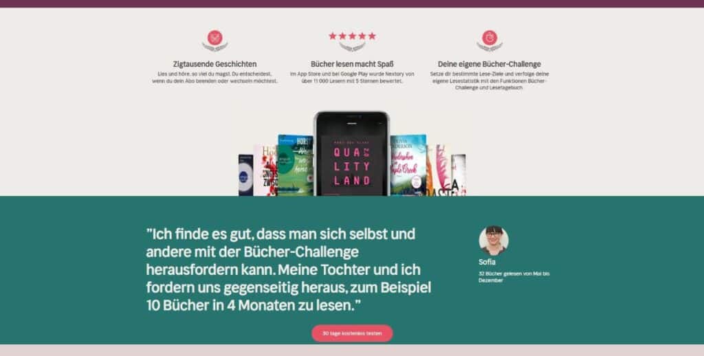 Nextory kostenlos testen - 30 Tage hören und lesen